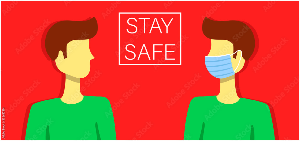 Red rectangular poster against coronavirus with the white inscription ...