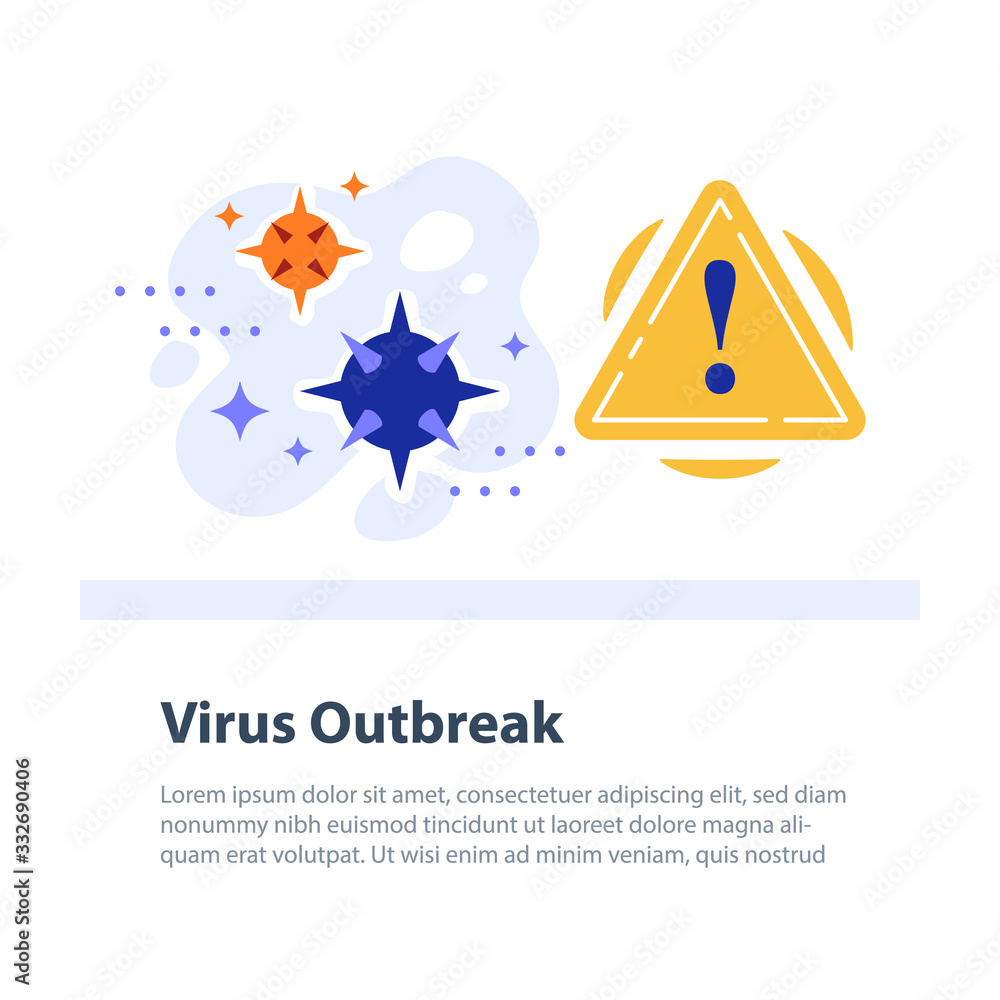 Virus outbreak concept, respiratory disease epidemic, seasonal flue ...