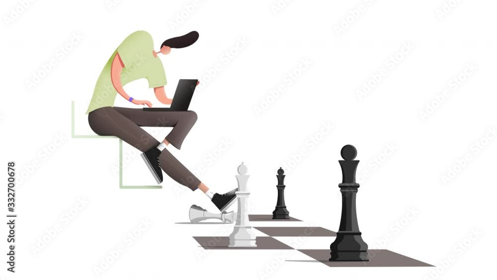 Seamless loop. 4 different color variations of the animation of a man ...