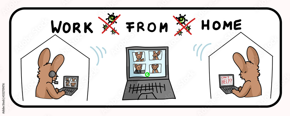 Corona virus crisis work from home banner poster. Connect virtually ...