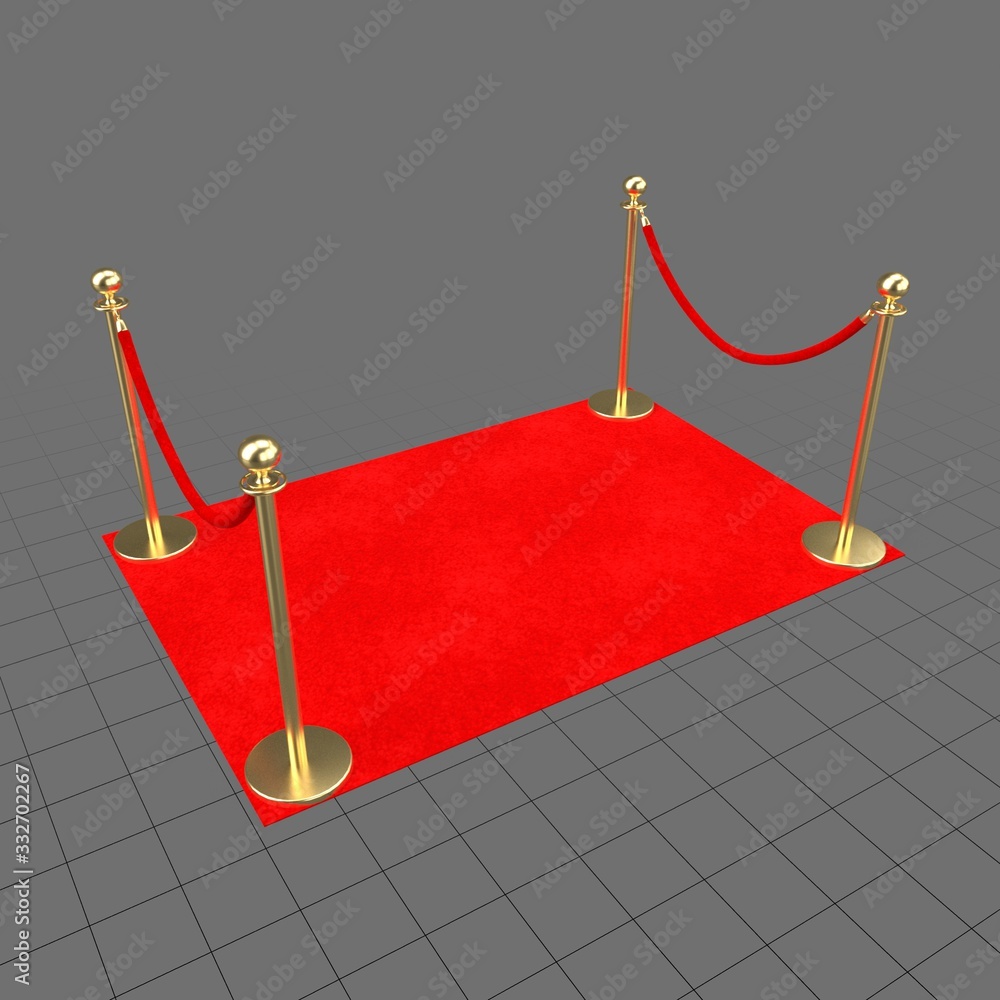 Red carpet barrier Stock 3D asset | Adobe Stock