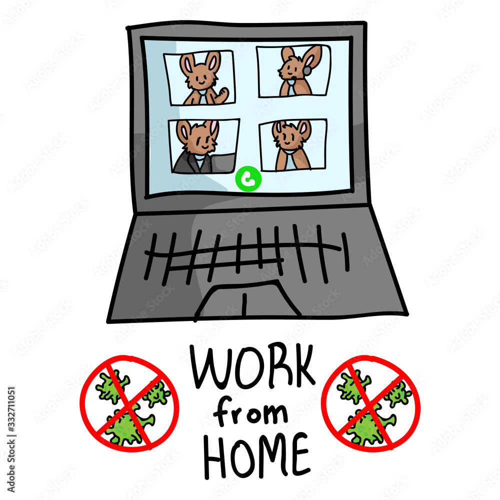 Sars cov 2 crisis work from home banner poster. Connect virtually video ...