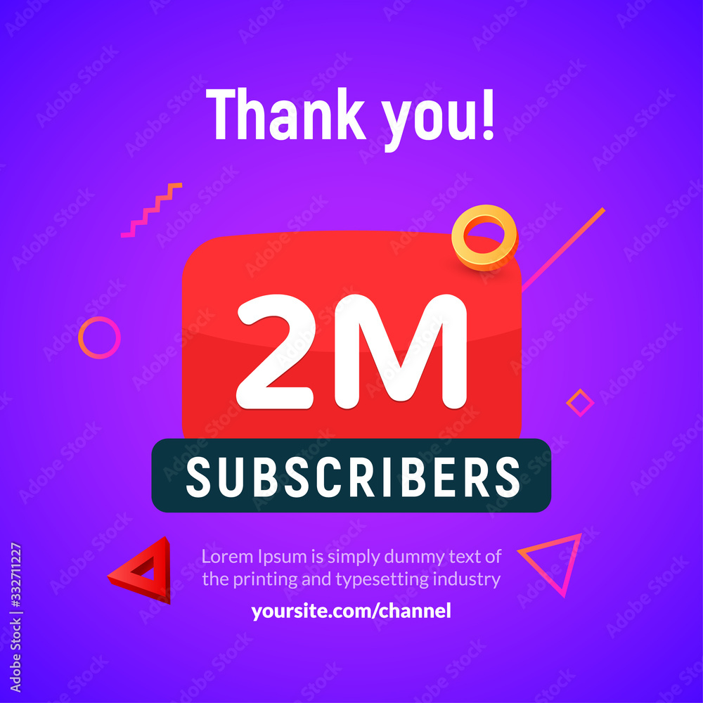 2 million followers vector post 2m celebration. Two millions ...