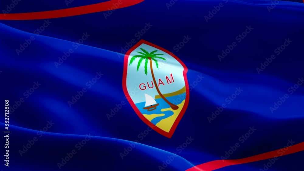 Guam USA flag Closeup 1080p Full HD 1920X1080 footage video waving in ...