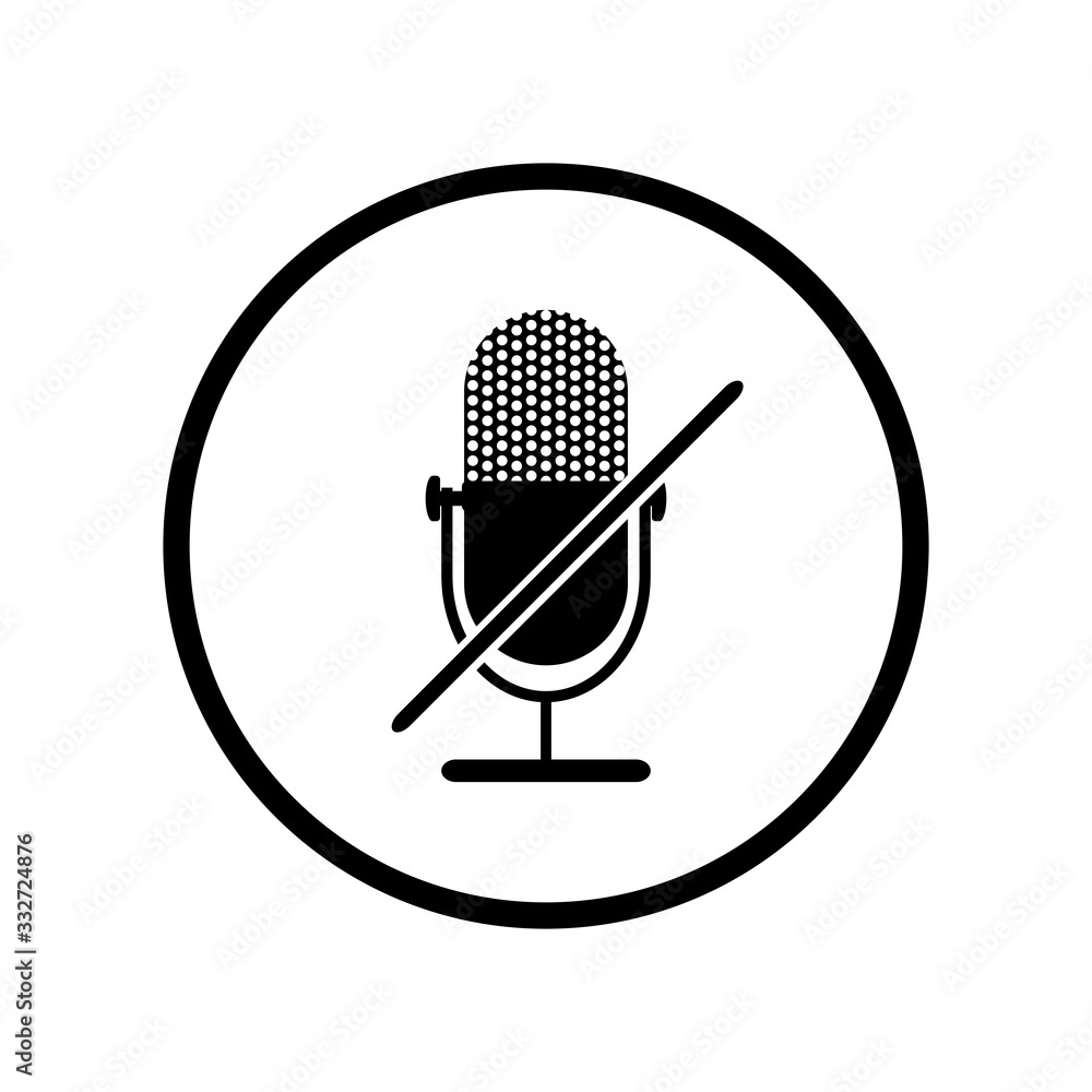 Icon of the mute microphone. Symbol, sign. Flat vector illustration ...