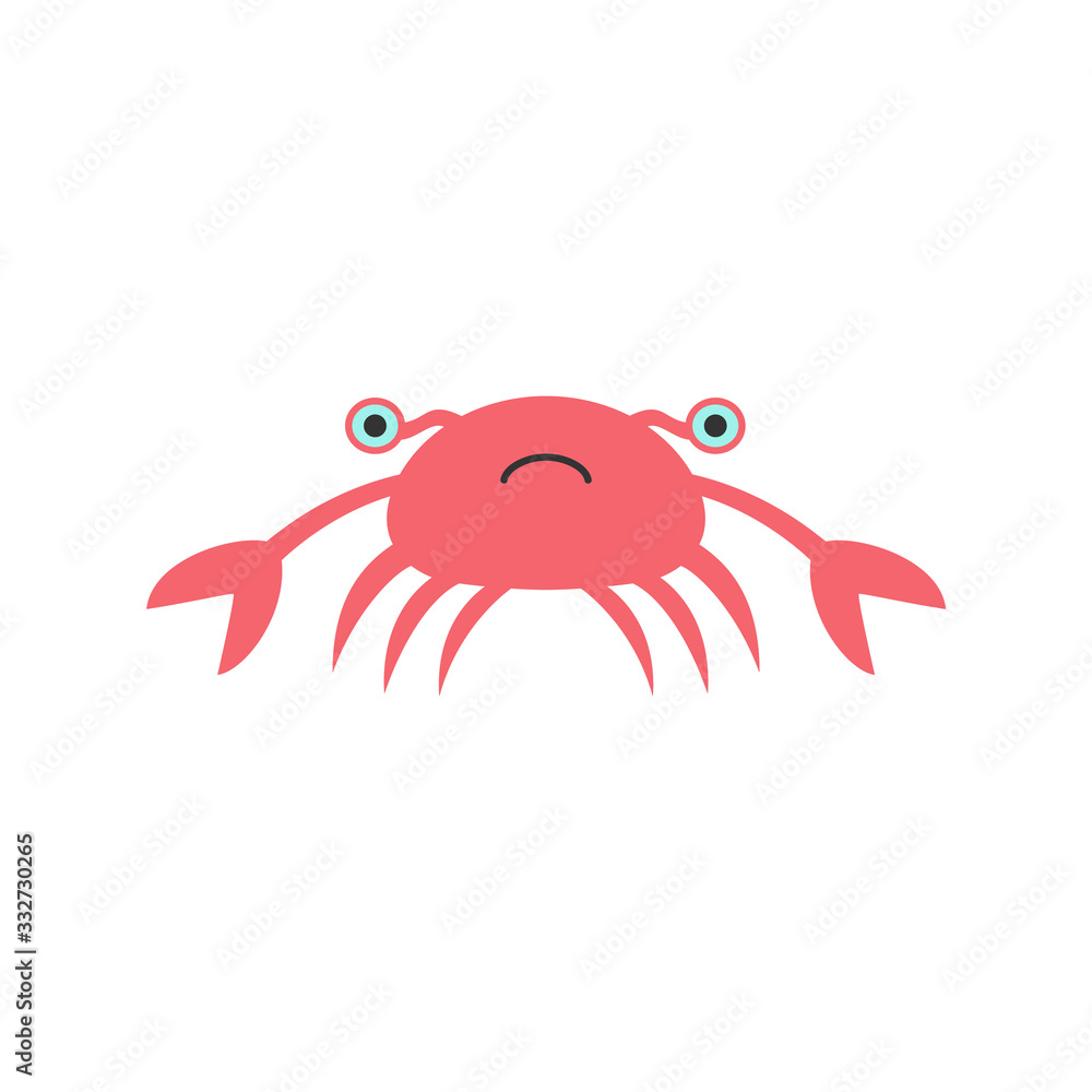 Sad crab lowered its claws. Vector illustration. Stock Vector | Adobe Stock