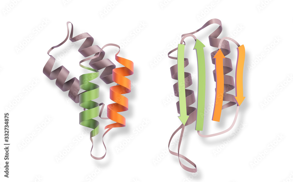 3D Illustration Rendering. Prions, Prion, Protein mutation before and ...