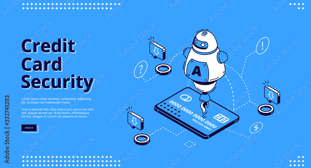 Credit card security banner. Protection mobile payment concept. Vector ...