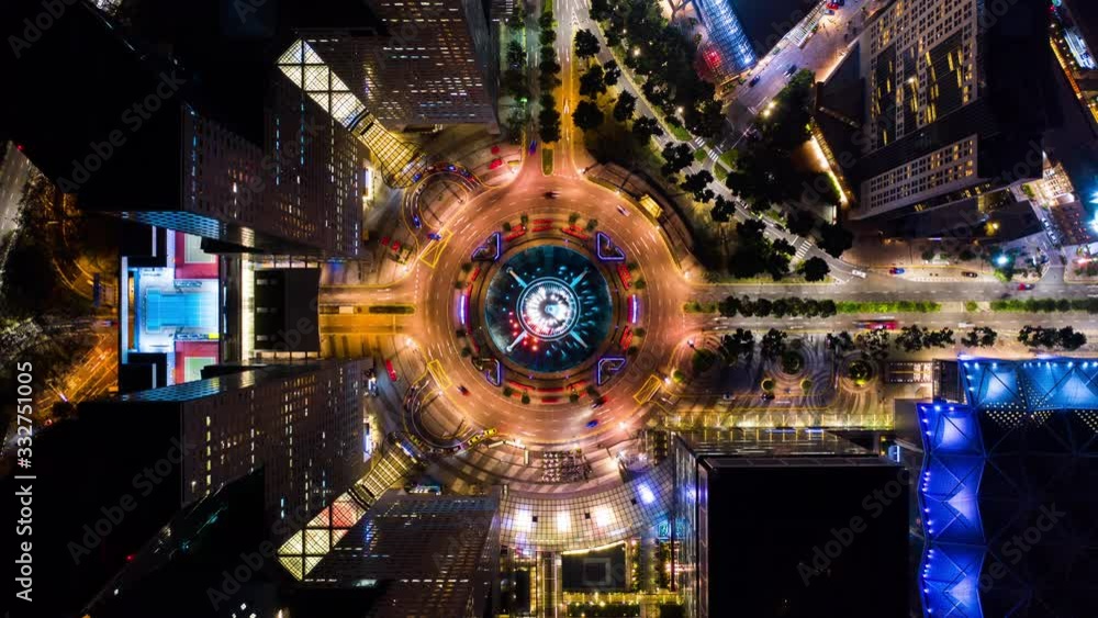 4K Hyperlapse time-lapse of car traffic transport at roundabout ...