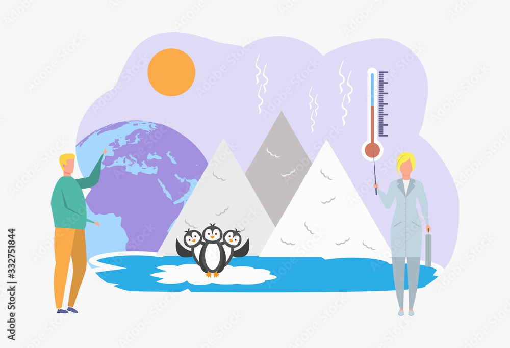 Global warming. Greenhouse effect, climate change, sea level rise ...