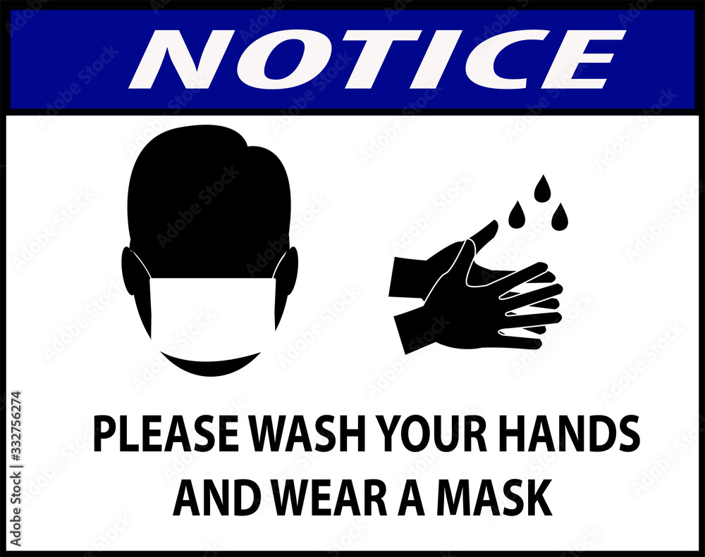mandatory sign,Washing hands and wear a mask, notice for wash your ...