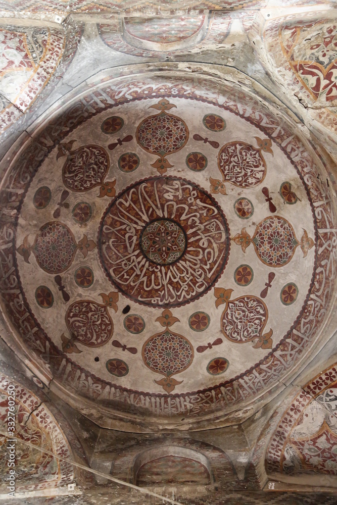 A picture of the dome of Al-Muzaffar Mosque from the inside, showing ...