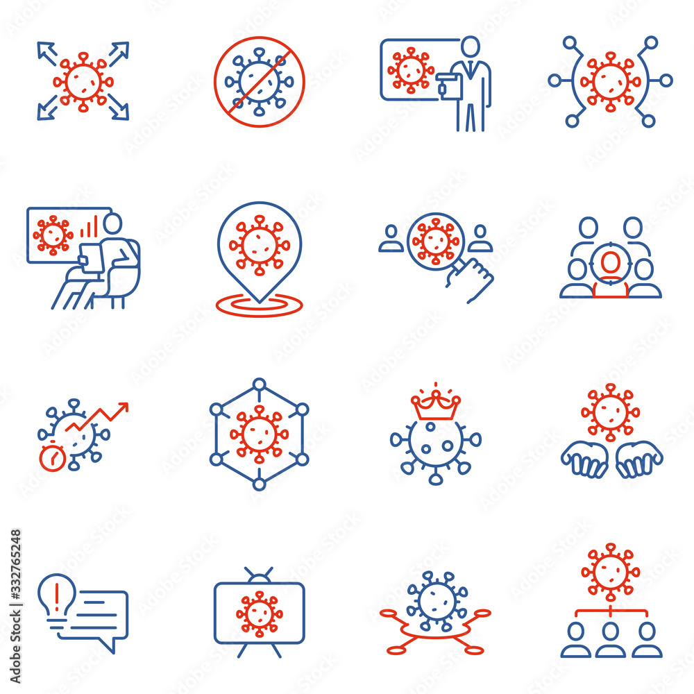 Vector Set of Linear Icons Related to Clinical Trial of Coronavirus ...