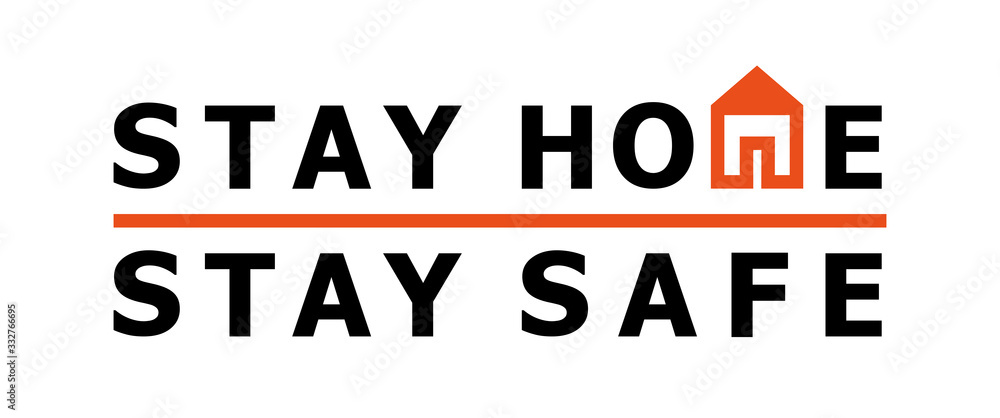 Stay home, stay safe sign with a house drawing Stock Vector | Adobe Stock