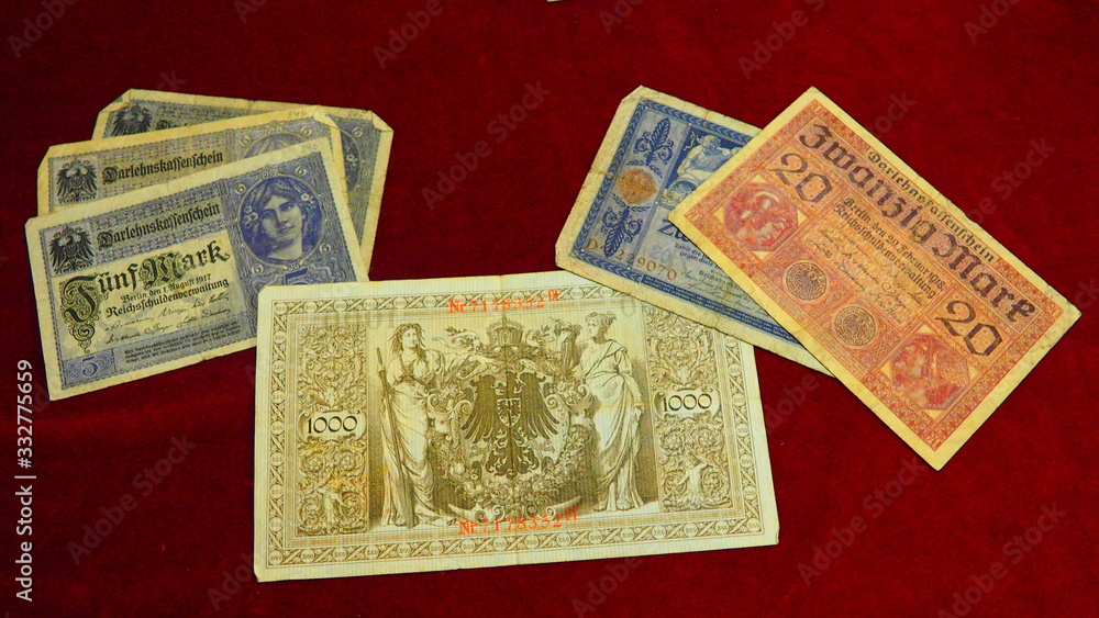 Banknotes from German Empire, First World War. Mark Germany Stock Photo ...