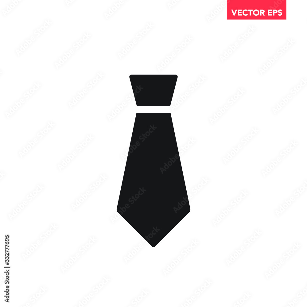 Black simple modern necktie & neckcloth icon. Simple business flat ...
