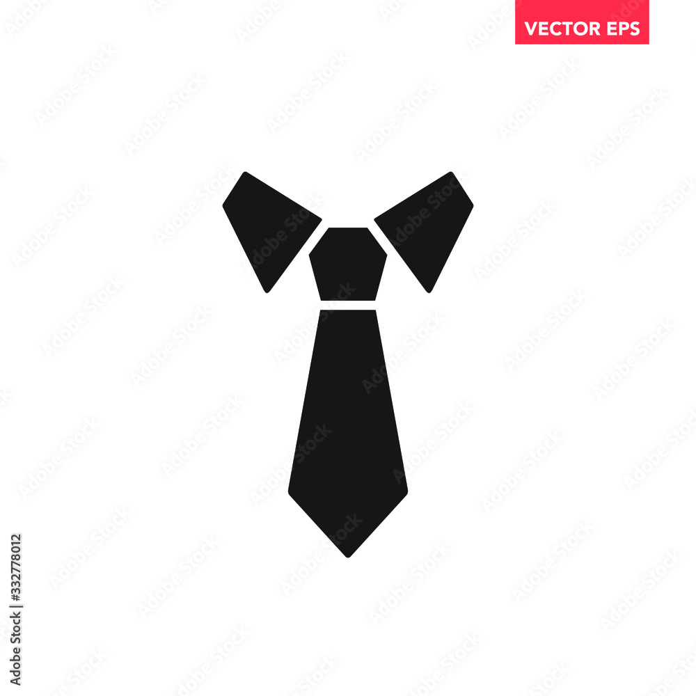 Black simple modern necktie & neckcloth icon. Simple business flat ...