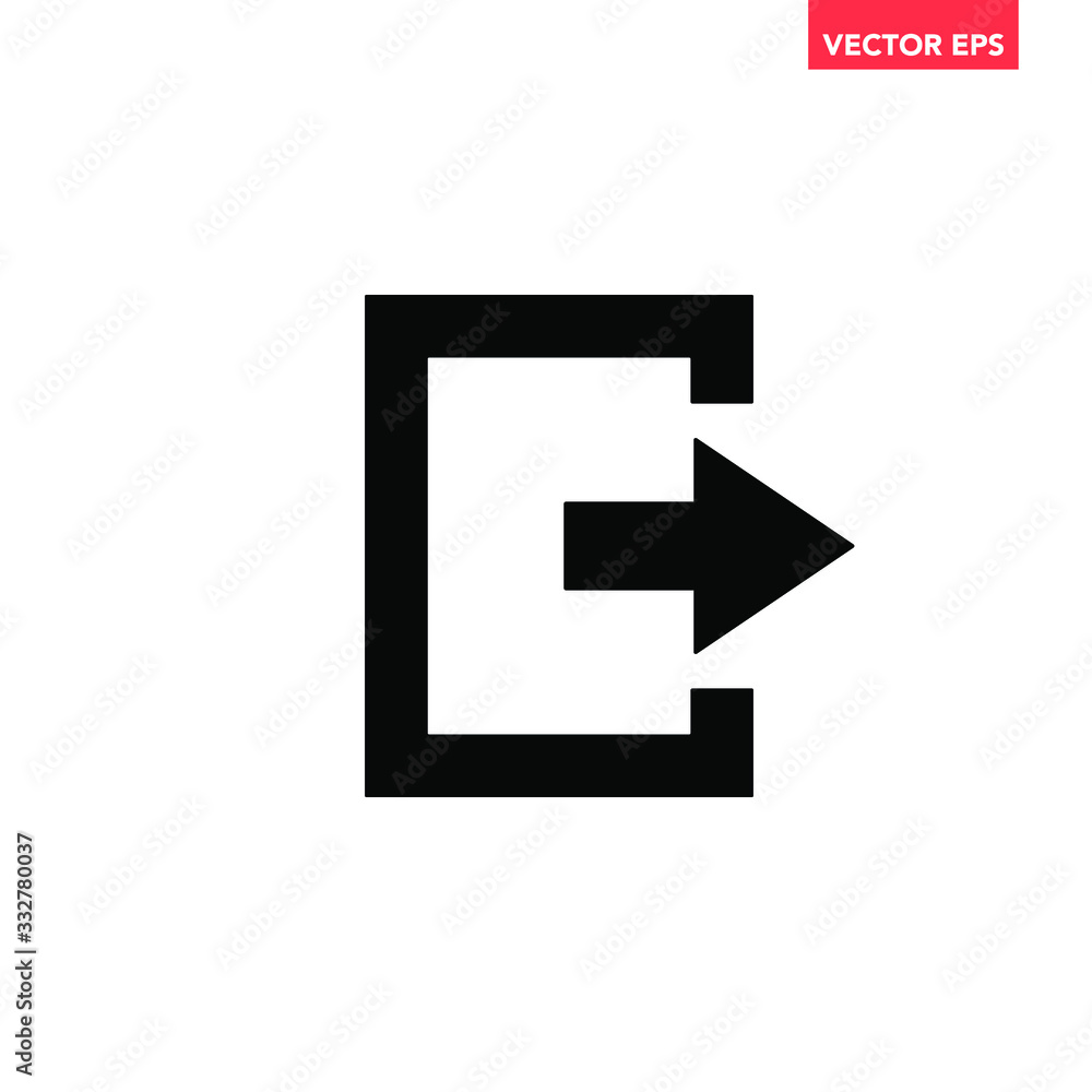 Black logout exit arrow icon, sign out log out file share import export ...