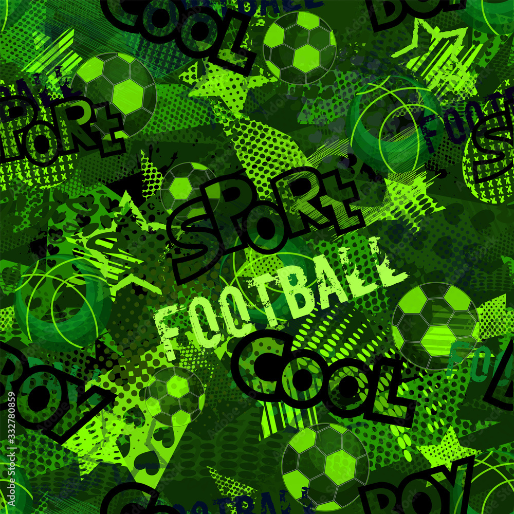 Abstract seamless football pattern for boys. Sport football pattern ...