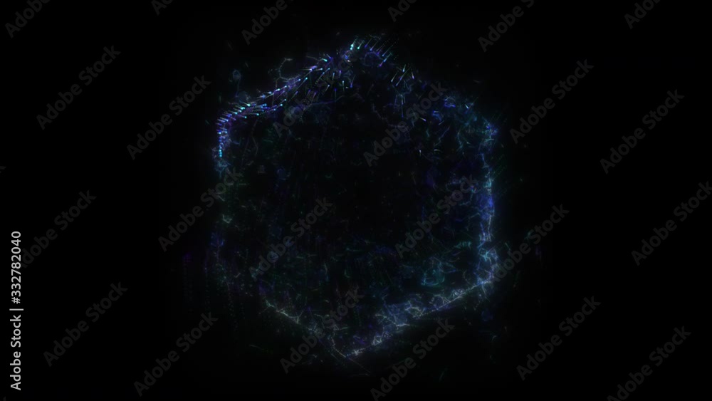 Seamless loop. Animation of a blue hexagonal portal, consisting of ...