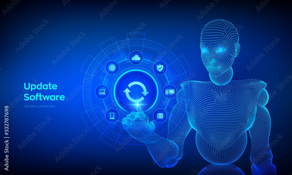 Update Software. Upgrade Software version concept on virtual screen ... Update Software. Upgrade Software version concept on virtual screen ...