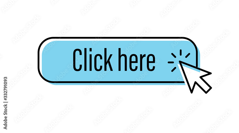 Click here button with arrow pointer clicking. Cursor pointer. Stock ...