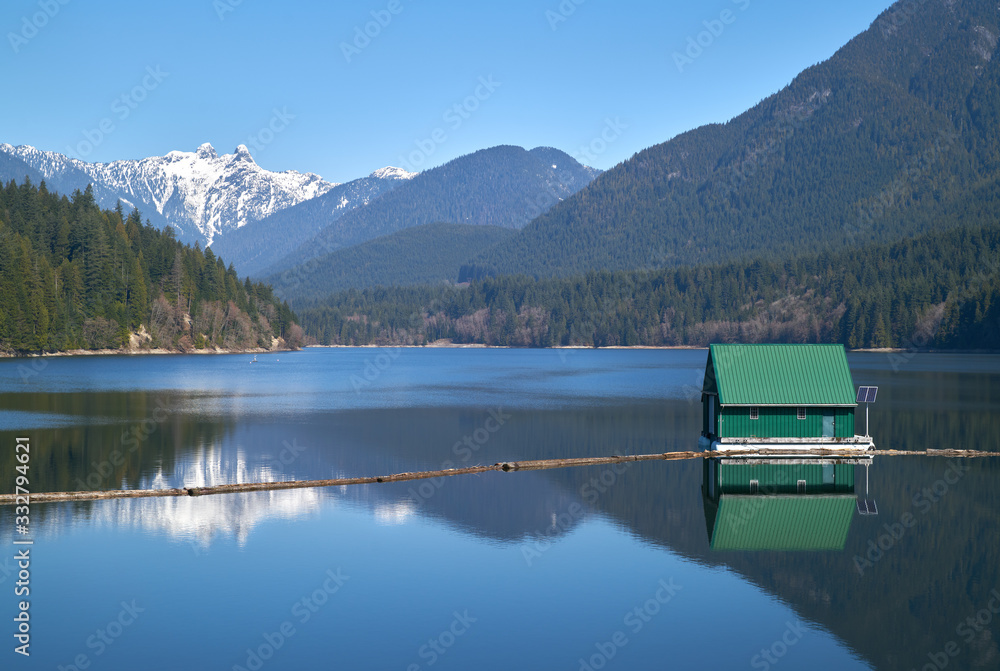 Capilano Lake Reservoir North Vancouver. The view of the Lions ...