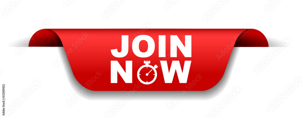 red vector illustration banner join now Stock Vector | Adobe Stock