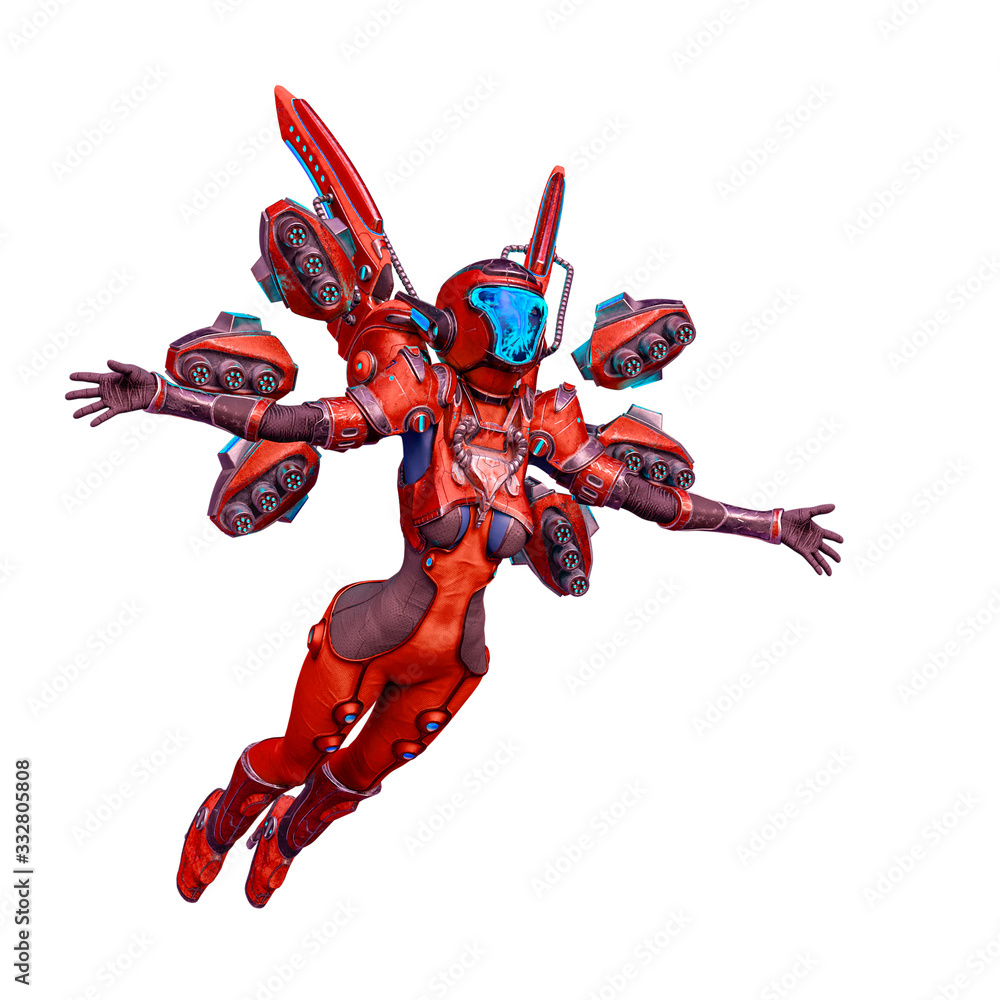 mech girl jumping out Stock Illustration | Adobe Stock