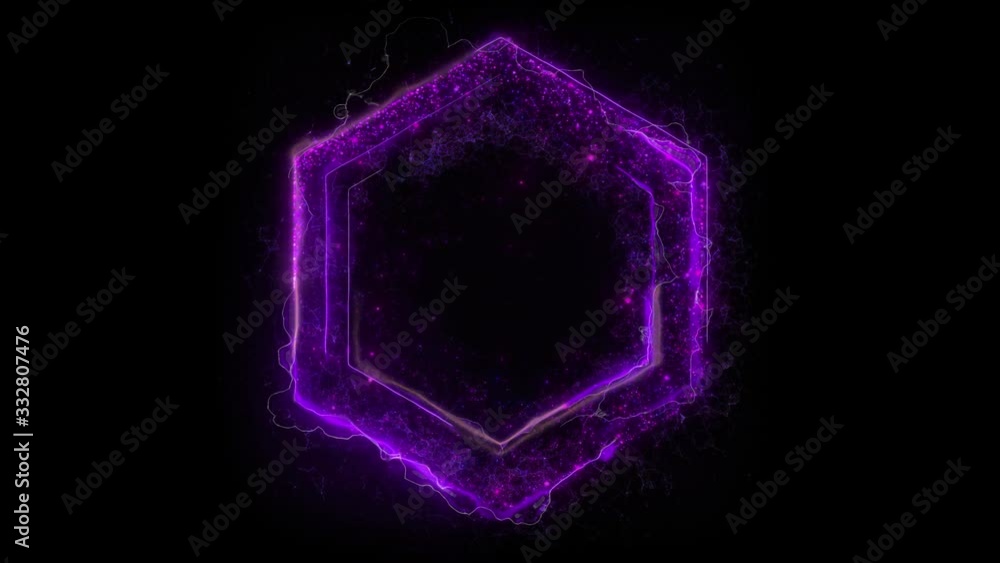Seamless loop. Animation of a violet hexagonal electric portal ...