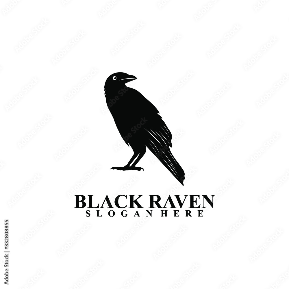 black raven vector logo design Stock Vector | Adobe Stock