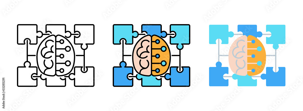 Artificial Intelligence or ai icon set isolated on white background for ...