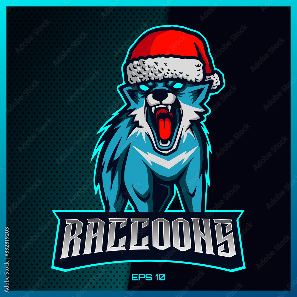 Angry Blue Raccoons Roar esport and sport mascot logo design in modern ...