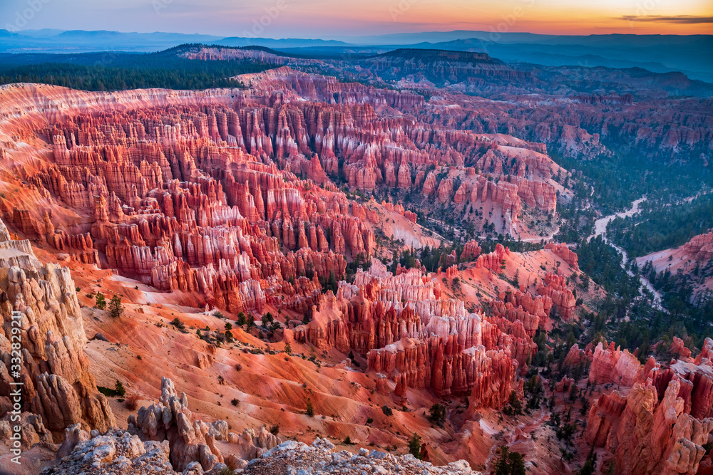 Southwest usa Bryce Canyon National Park (a rocky town of red-rose ...