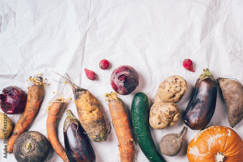 Photo & Art Print Ugly organic rotten vegetables with mutations on ...