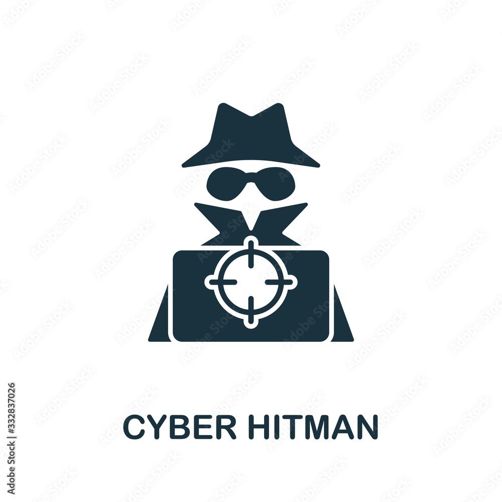 Cyber Hitman icon from banned internet collection. Simple line Cyber ...