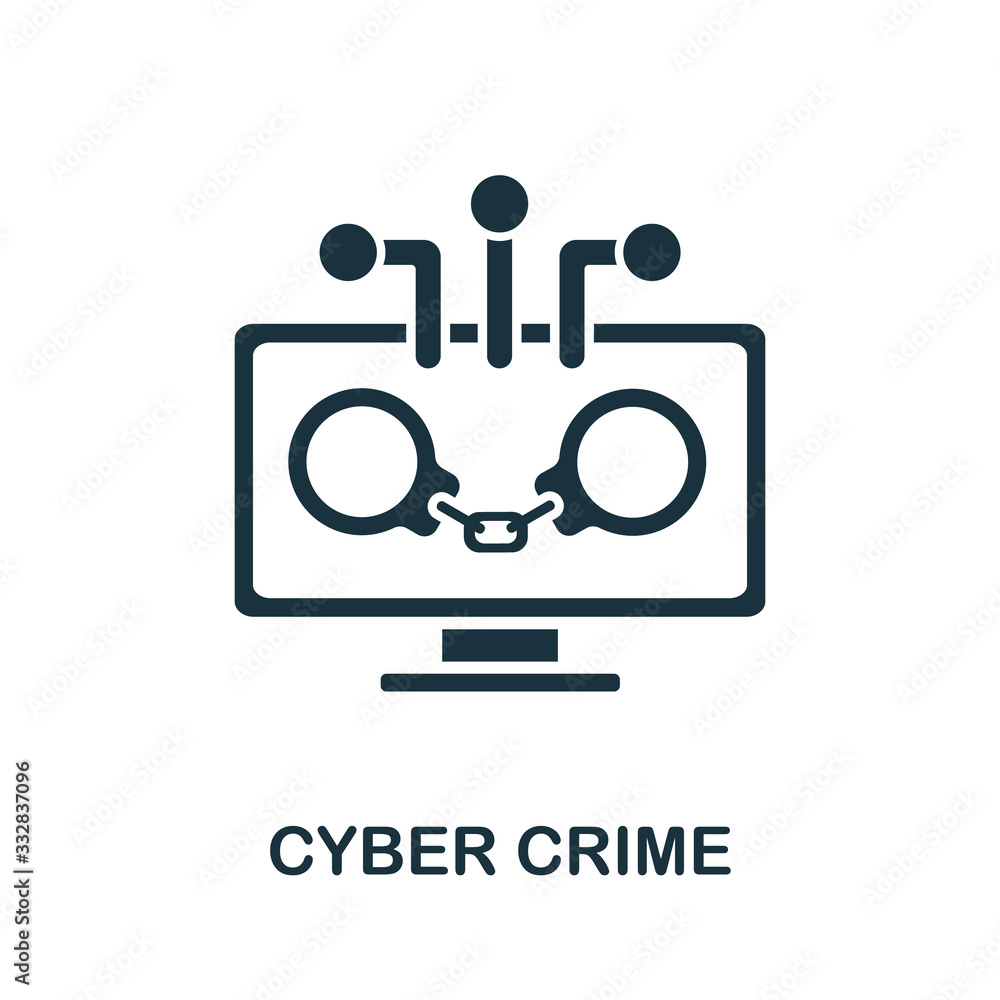 Cyber Crime icon from banned internet collection. Simple line Cyber ...