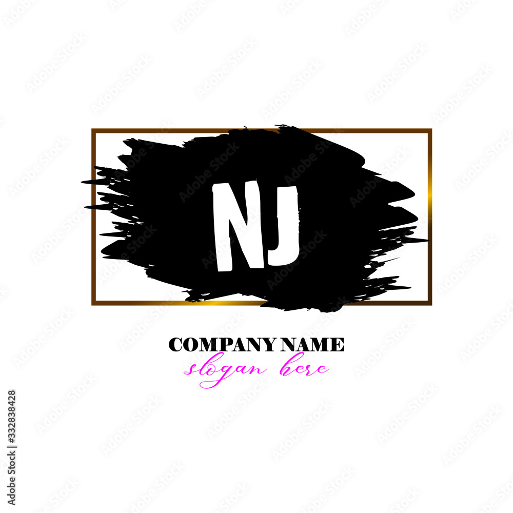 Initial NJ logo brush template vector Stock Vector | Adobe Stock