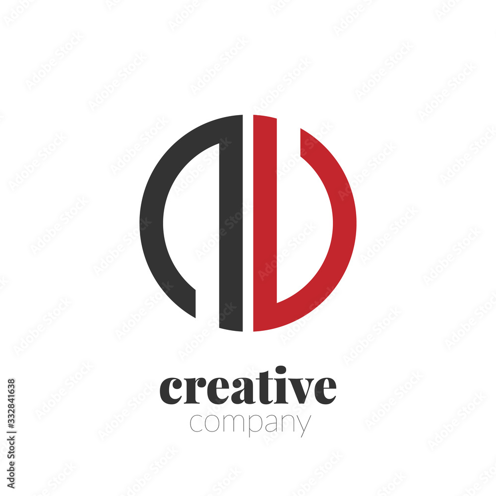 Initial Letter nv Creative Elegant Circle Logo. Circle Logo Template ...