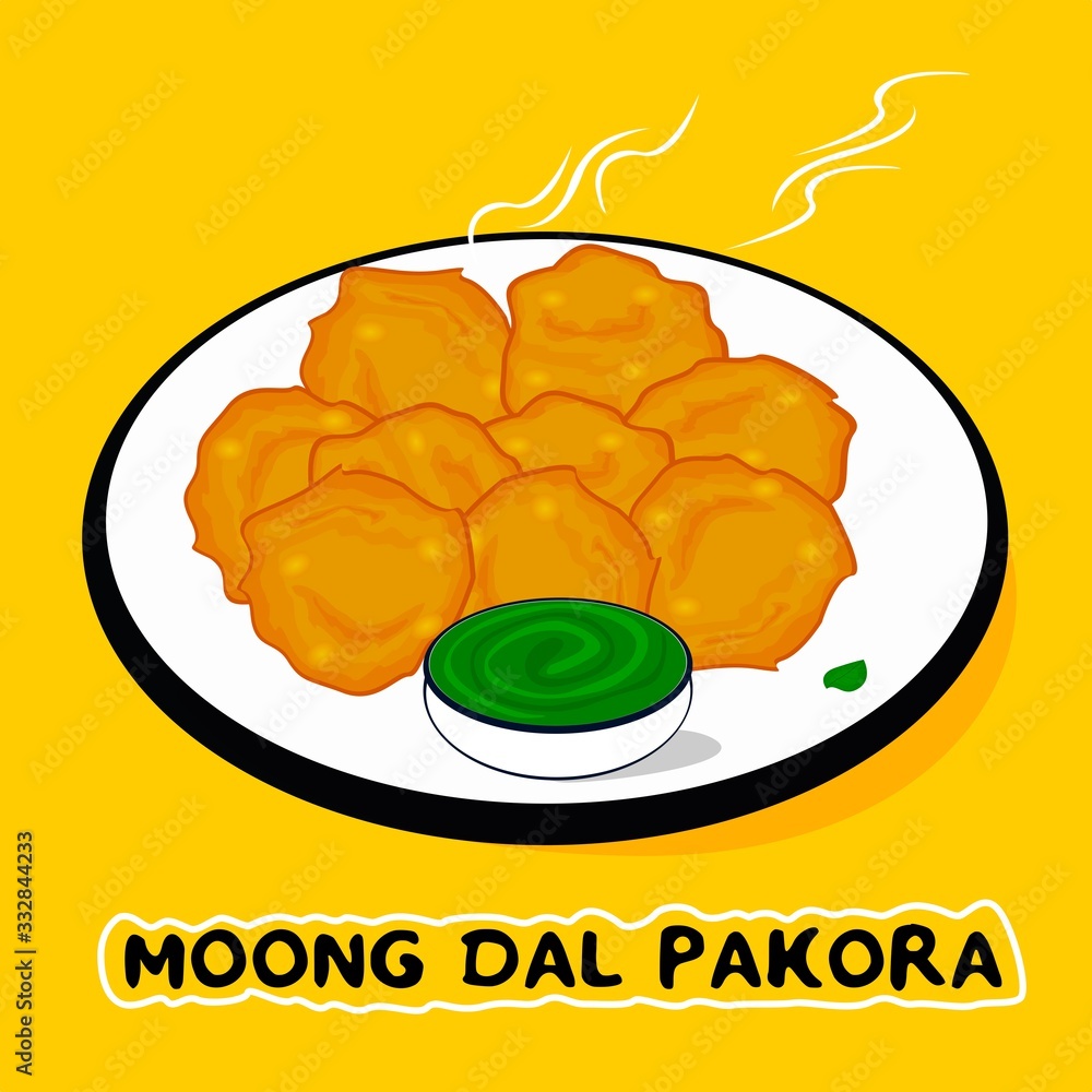Moong Dal Pakora or Bhajia indian Street Food Vector Stock Vector ...
