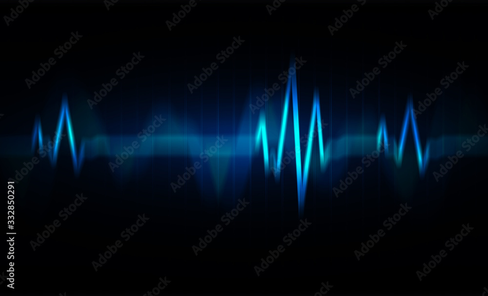 Blue Heart pulse monitor with signal. Heart beat. ekg icon wave Stock ...