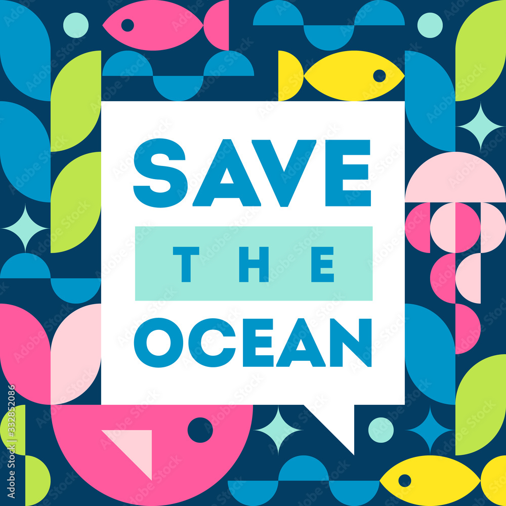 Save the ocean. Vector illustration of ecology, protection of the ocean ...