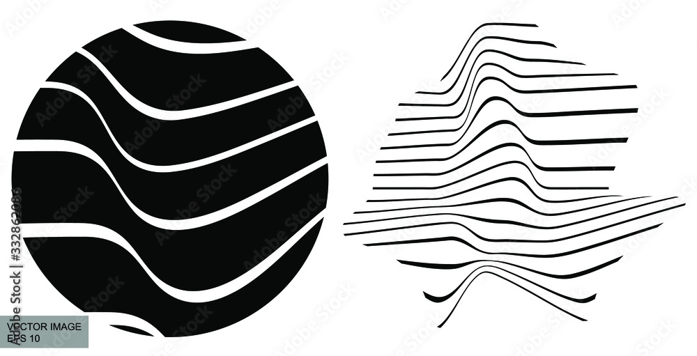 Abstract rippled lines pattern with wavy vibrant facture on background ...