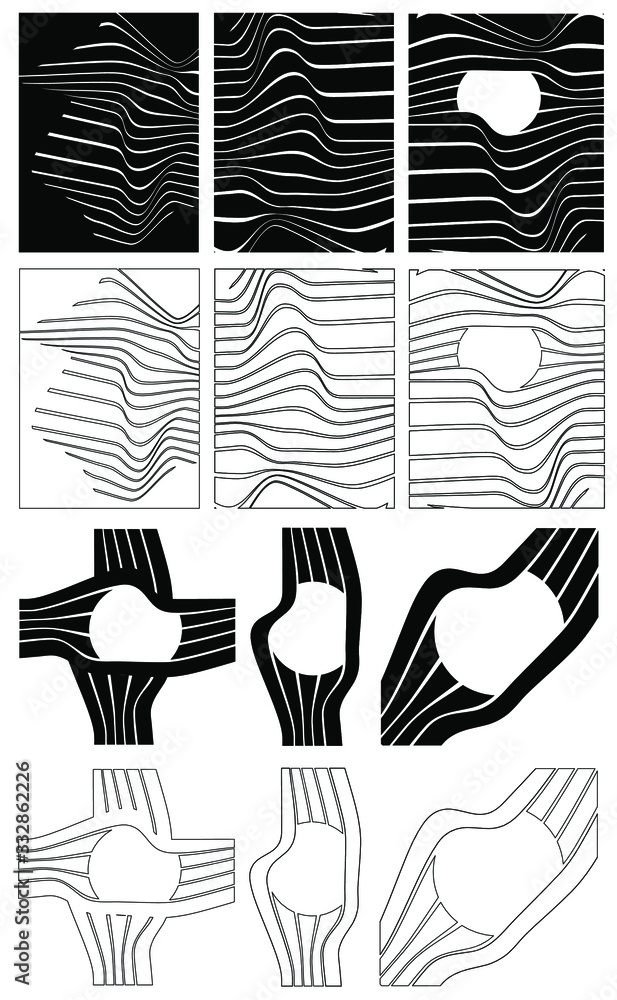 Abstract rippled lines pattern with wavy vibrant facture on background ...