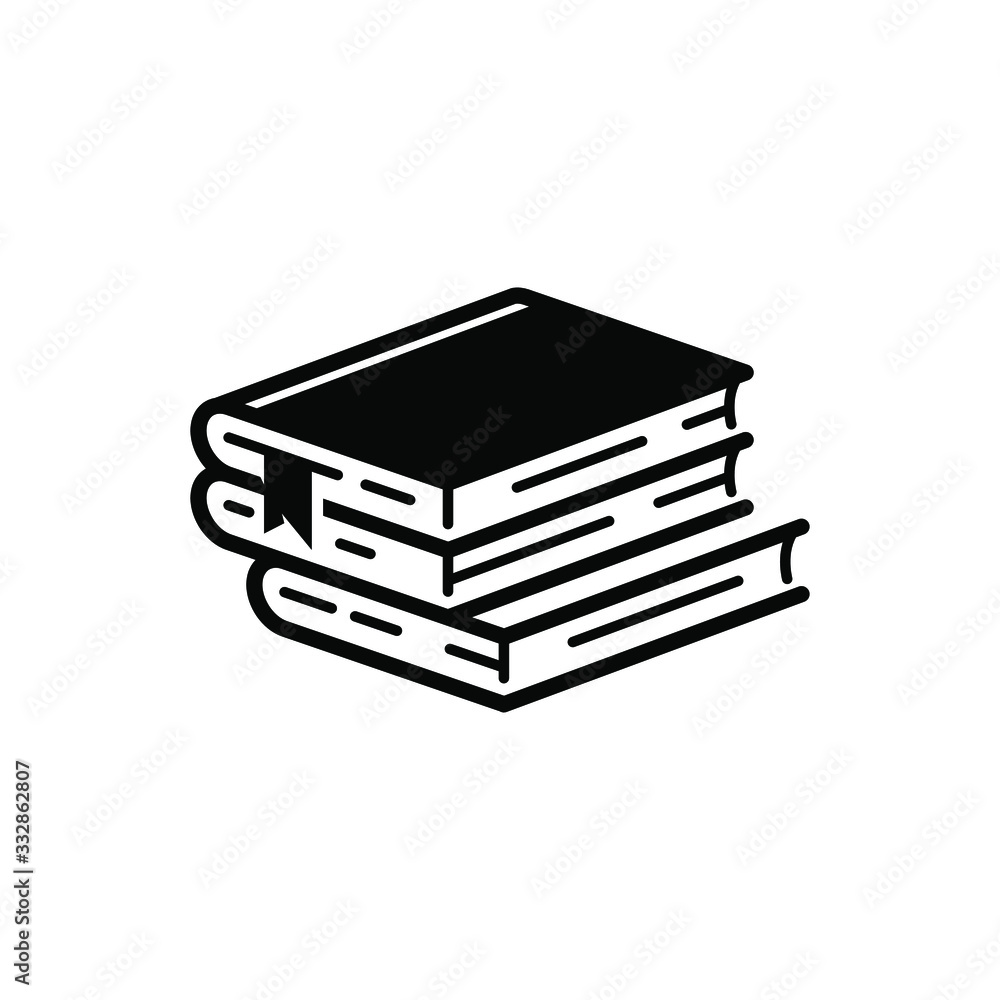 book stack icon logo Vector ,drawing of a pile of three books with ...