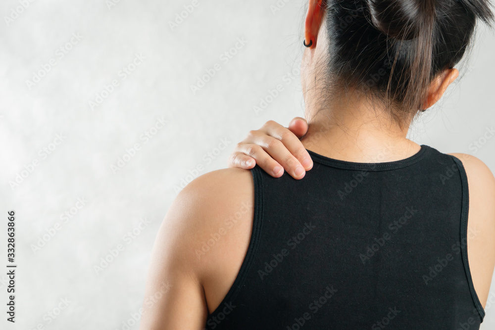 young women neck and shoulder pain injury, healthcare and medical ...