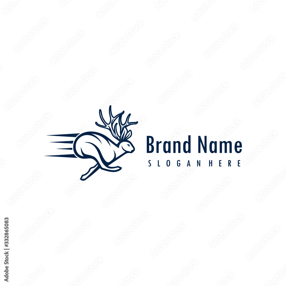 Jackalope run logo design. Awesome jackalope fast run logo. A jackalope ...