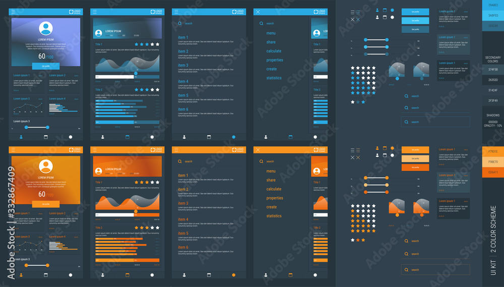 UI kit for applications or sites, layout, isolated ui elements Stock ...