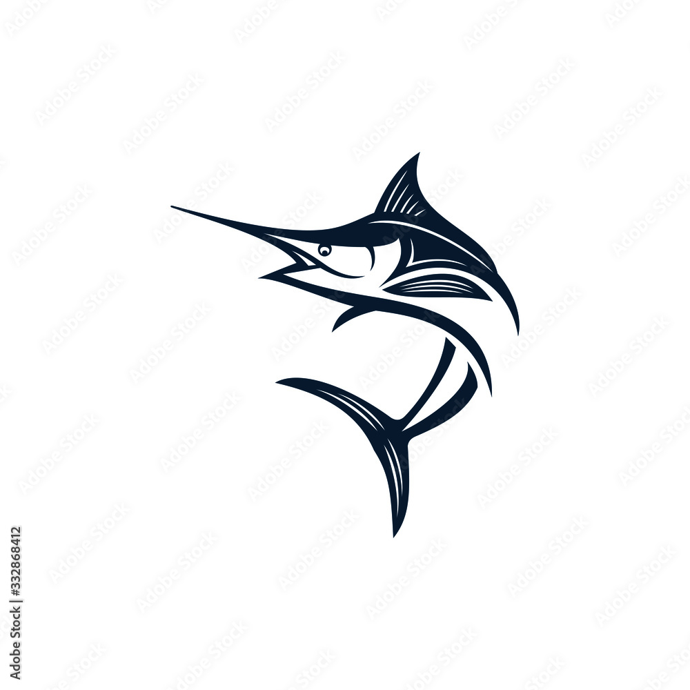 Marlin Fish Jumping Ocean Sea Wildlife Marine Logo Design Vector Stock ...