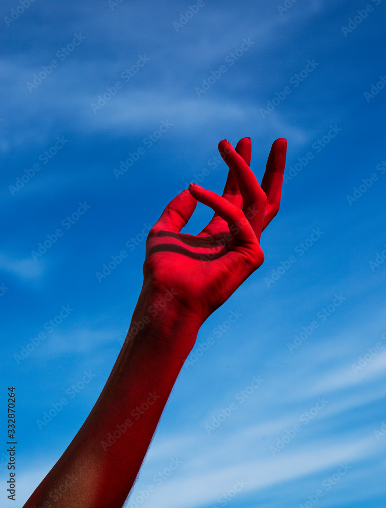 Red hand Stock Photo | Adobe Stock